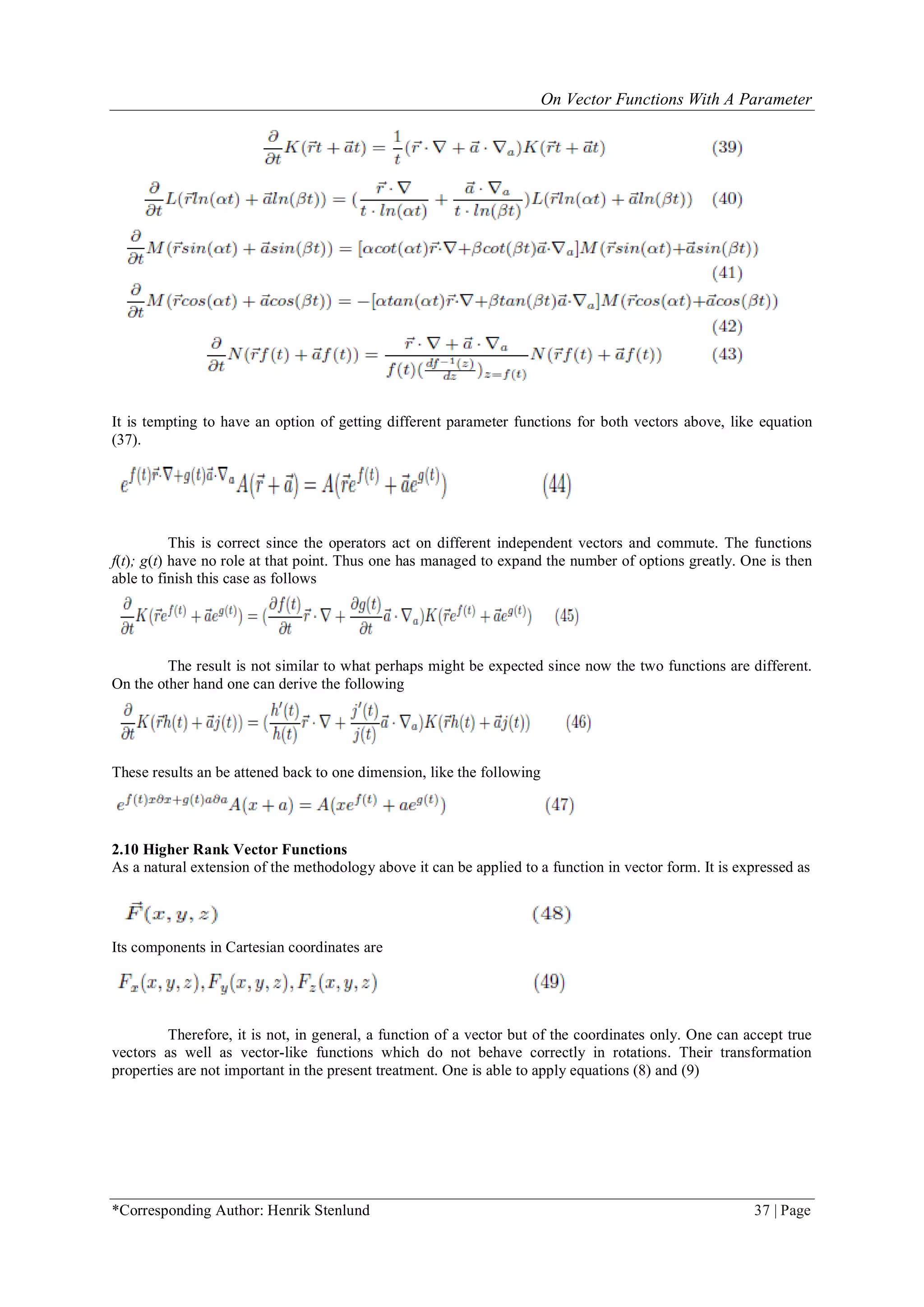 On Vector Functions With A Parameter | PDF
