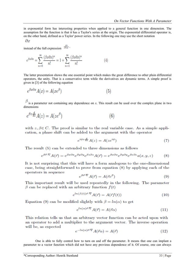 On Vector Functions With A Parameter | PDF