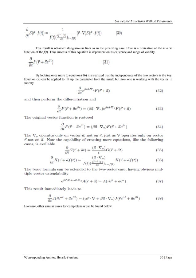 On Vector Functions With A Parameter | PDF