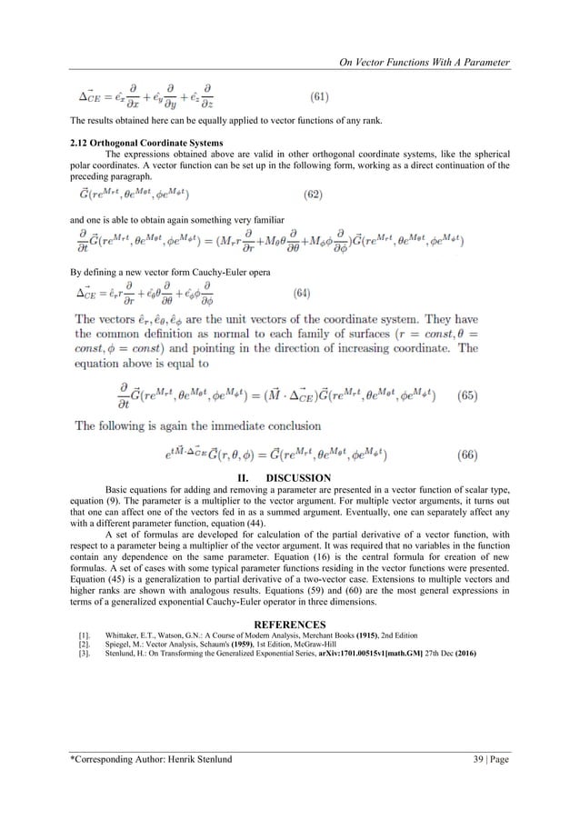 On Vector Functions With A Parameter | PDF