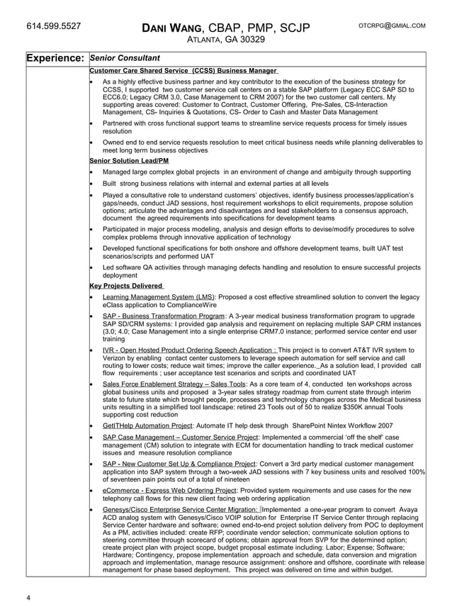 Dani Wang Resume_CBAP_PMP_SCJP_PM_Updated_1 | DOC