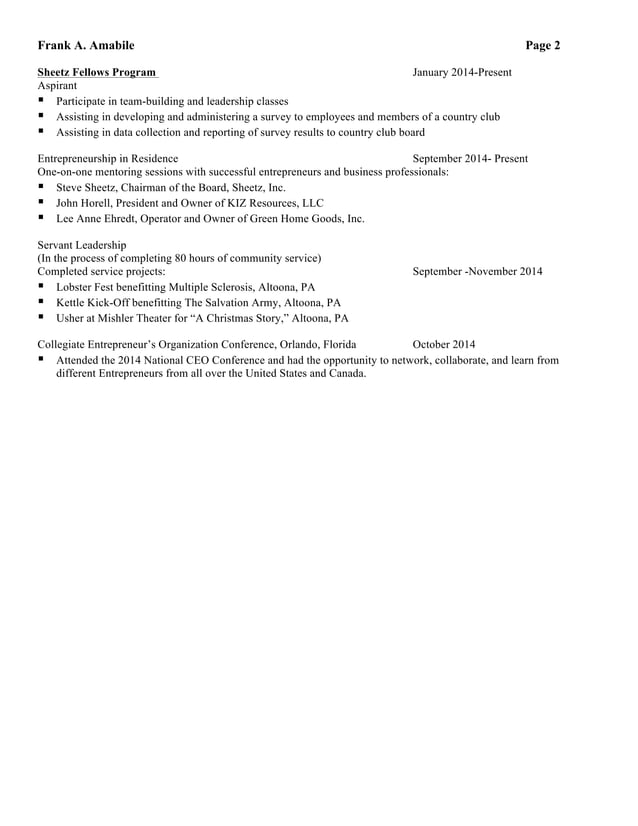 Frank Amabile Resume | PDF