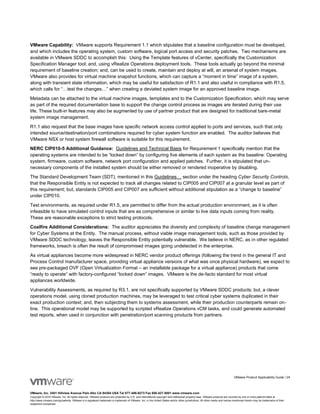 VMware Product Applicability Guide for NERC CIP v5 Final Version 1.0 | PDF