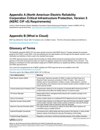 VMware Product Applicability Guide for NERC CIP v5 Final Version 1.0 | PDF