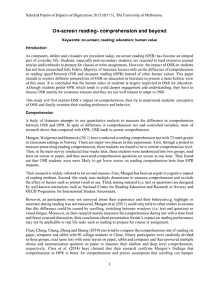 On-screen reading- comprehension and beyond | PDF