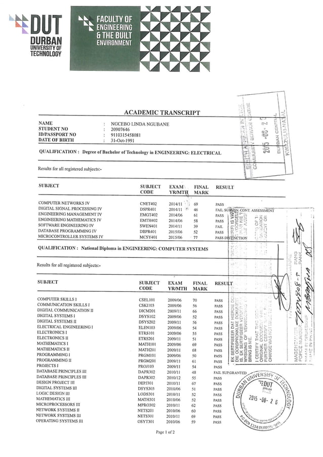 Btech Academic transcript | PDF