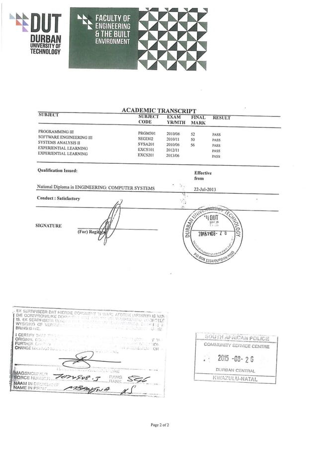 Btech Academic transcript | PDF