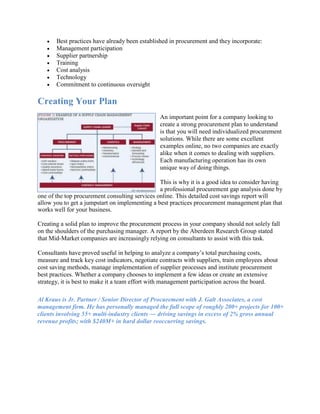 Creating a Procurement Management Plan | PDF