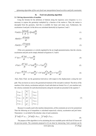 Aplanning algorithm offive-axis feedrate interpolation based on drive and jerk constraints | PDF