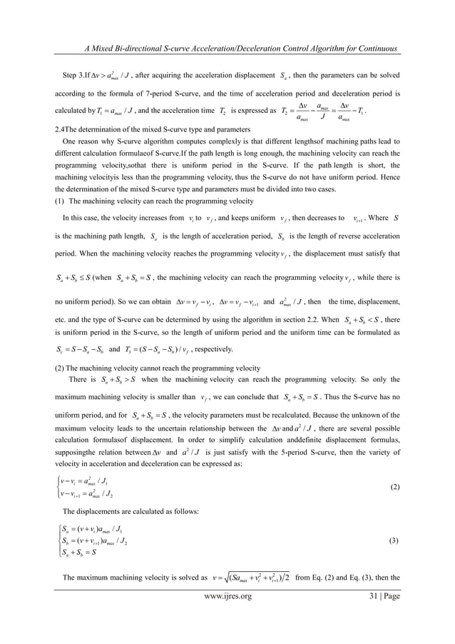 A Mixed Bi Directional S Curve Accelerationdeceleration Control Algorithm For Continuous