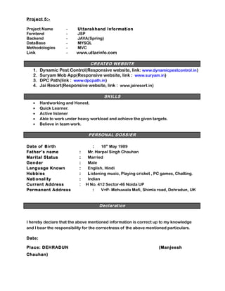 Manjeesh Java Developer | DOC