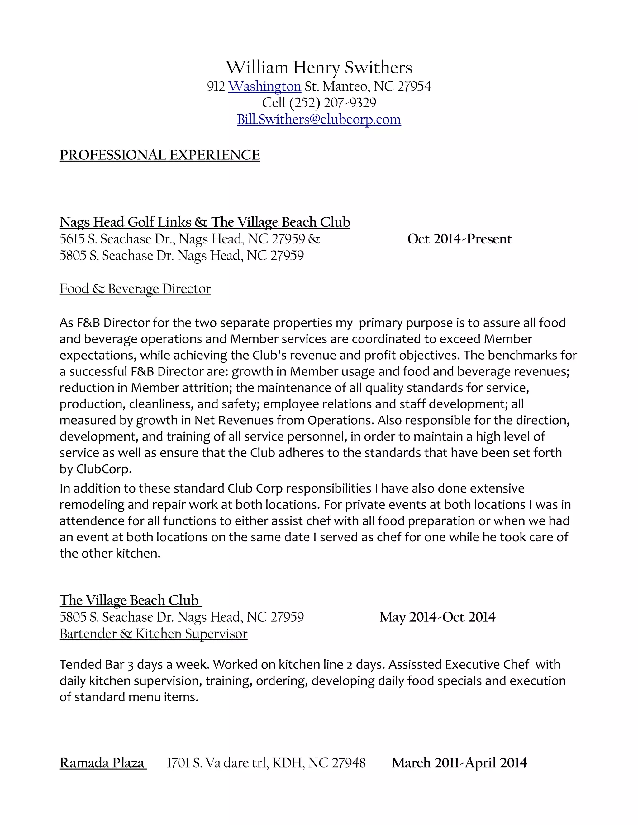 Bill Swithers Resume | DOC