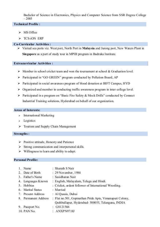 SHARATH NAIR word cv