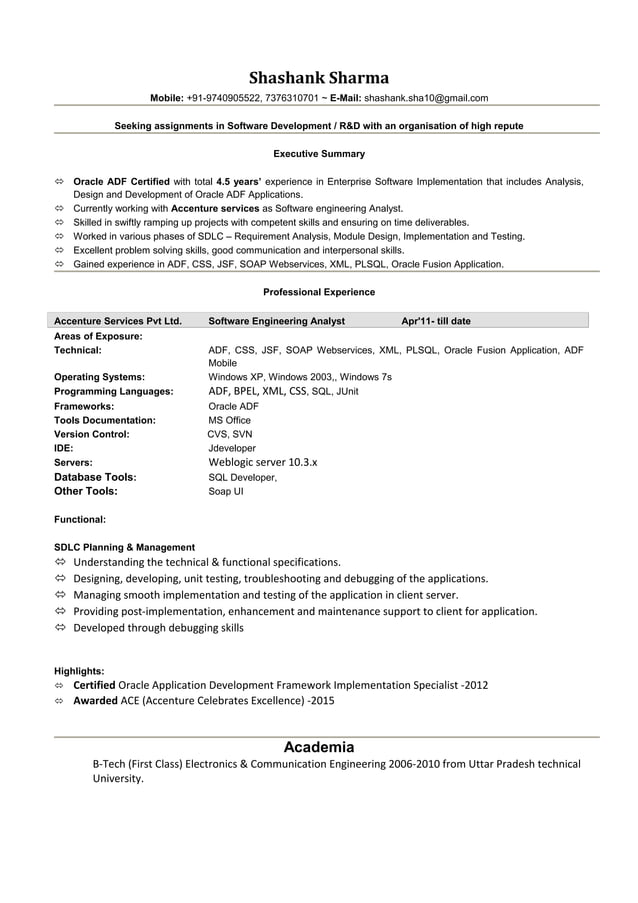 Shashank Sharma Resume | DOC | Computer Software and Applications | Computing