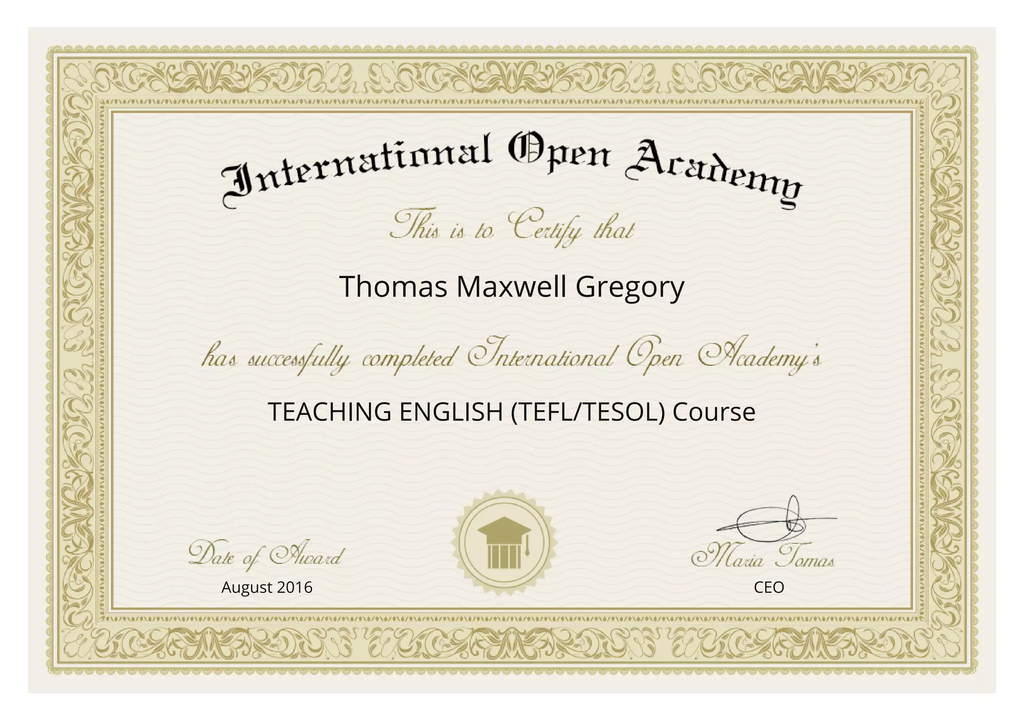 Certificate of TESOL Completion | PDF