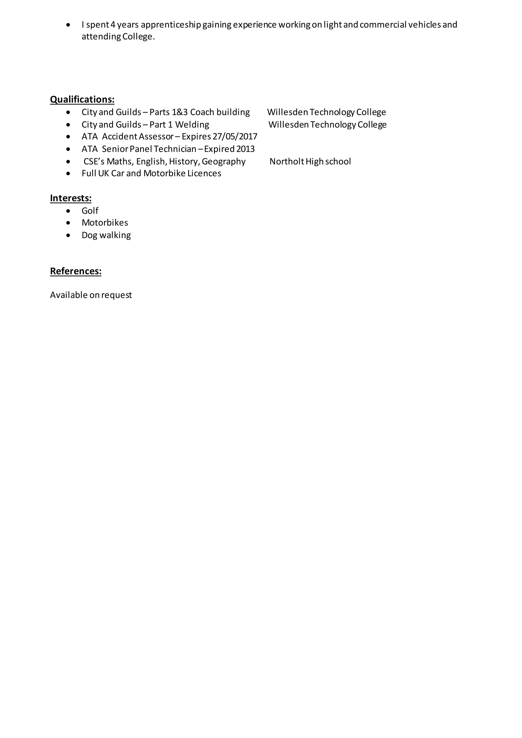 Gary O'Neil CV | DOCX