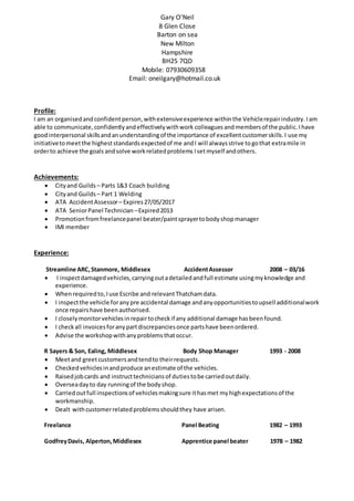 Gary O'Neil CV | DOCX