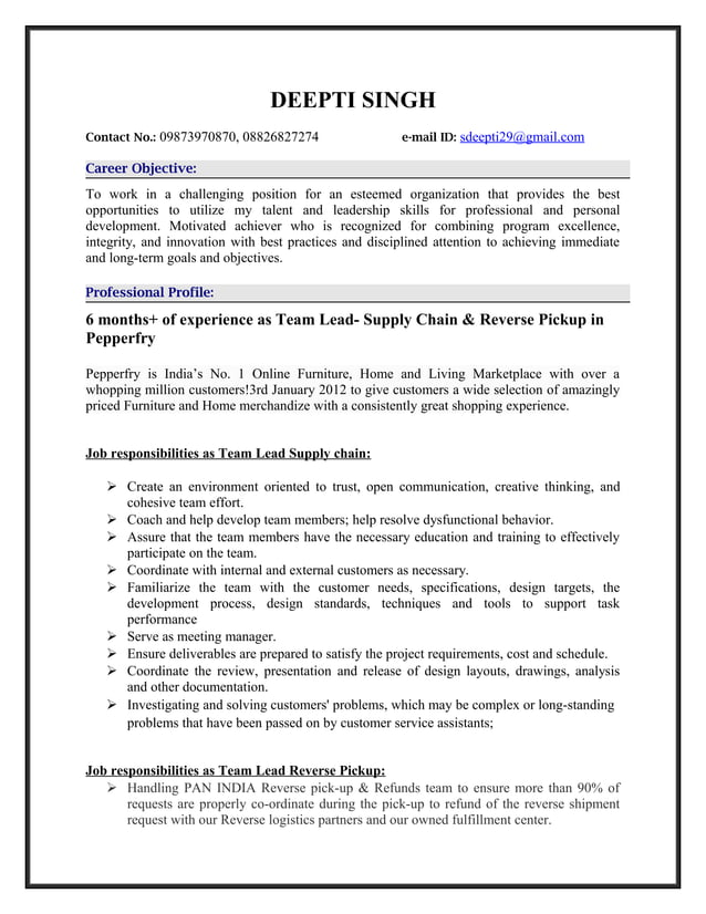 Deepti Singh Resume | PDF