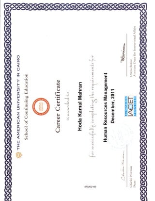 hoda HRM Certificate | PDF