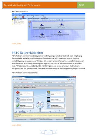 Computer Network Monitoring & Performance | DOCX | Computer Networking | Computing