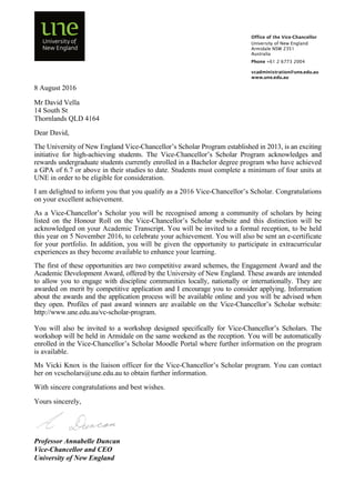 2016 Notification Letter New Scholar Vella | PDF