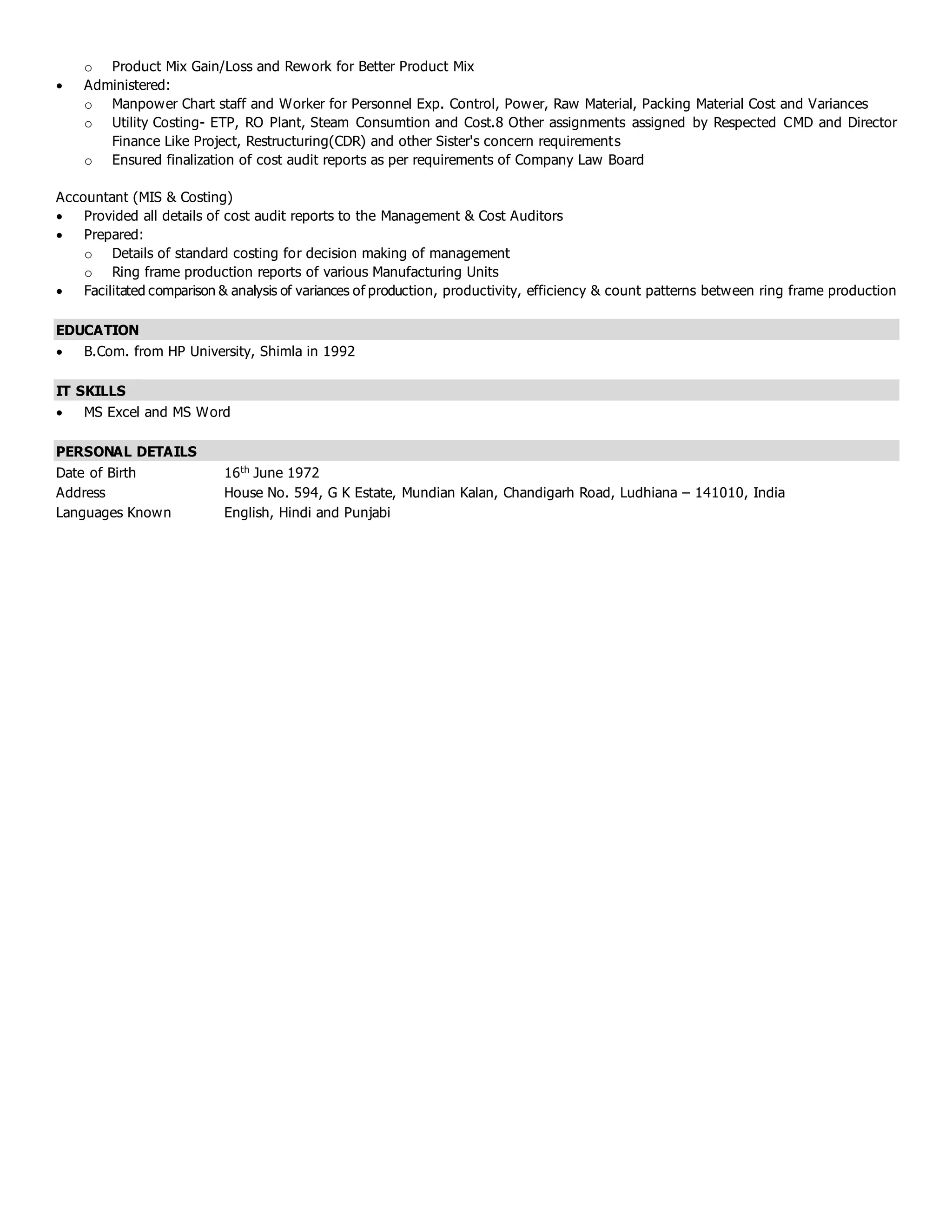 Dinesh CV 2015 | PDF