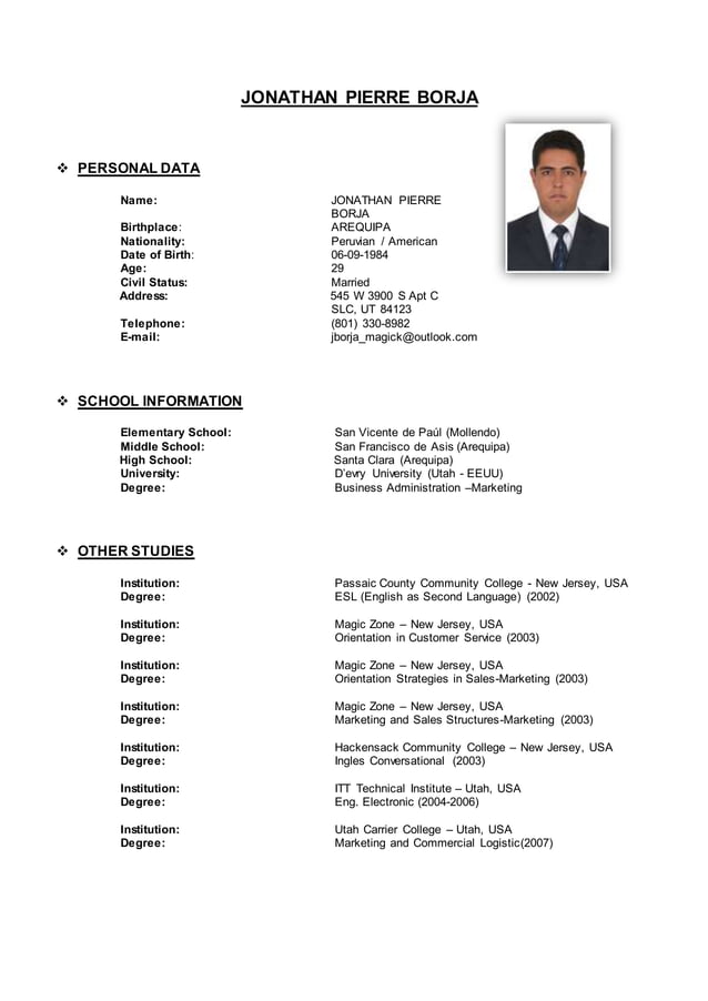 JONATHAN BORJA - RESUME | PDF