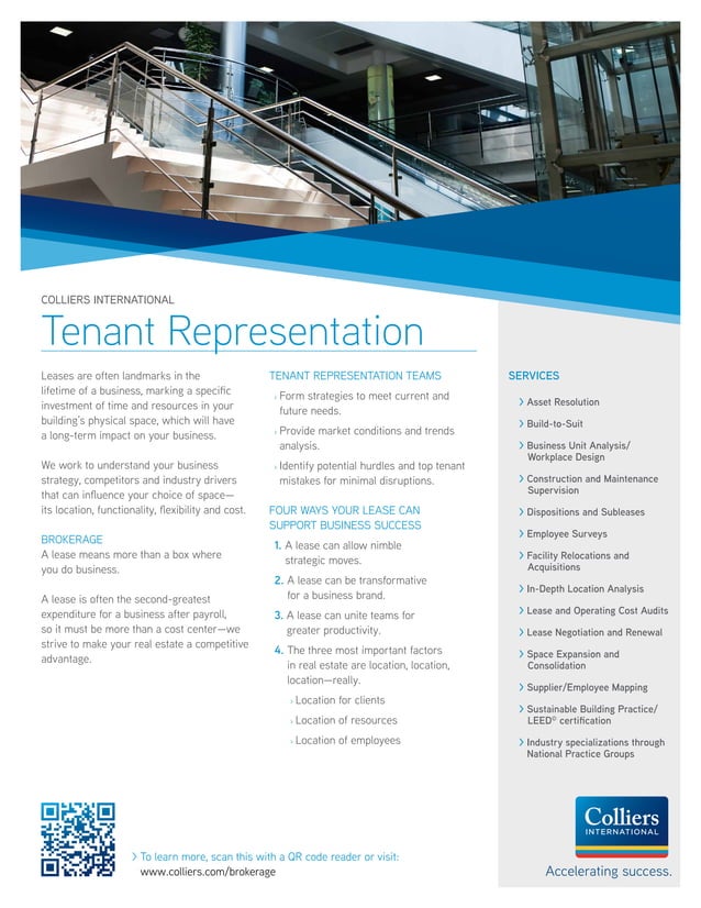 Colliers, Tenant Representation | PDF | Business | Business and Finance