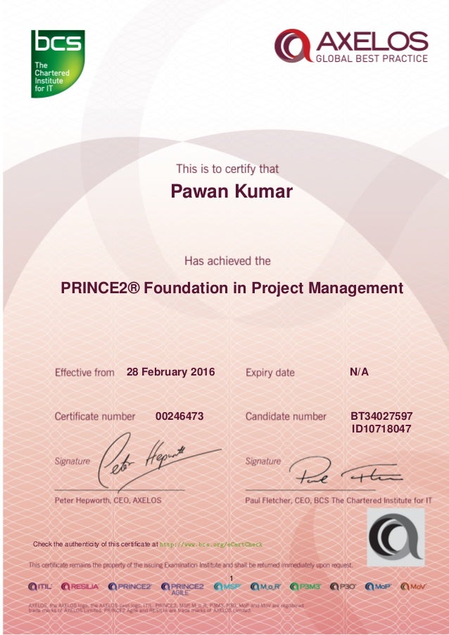 PRINCE2 Certificate