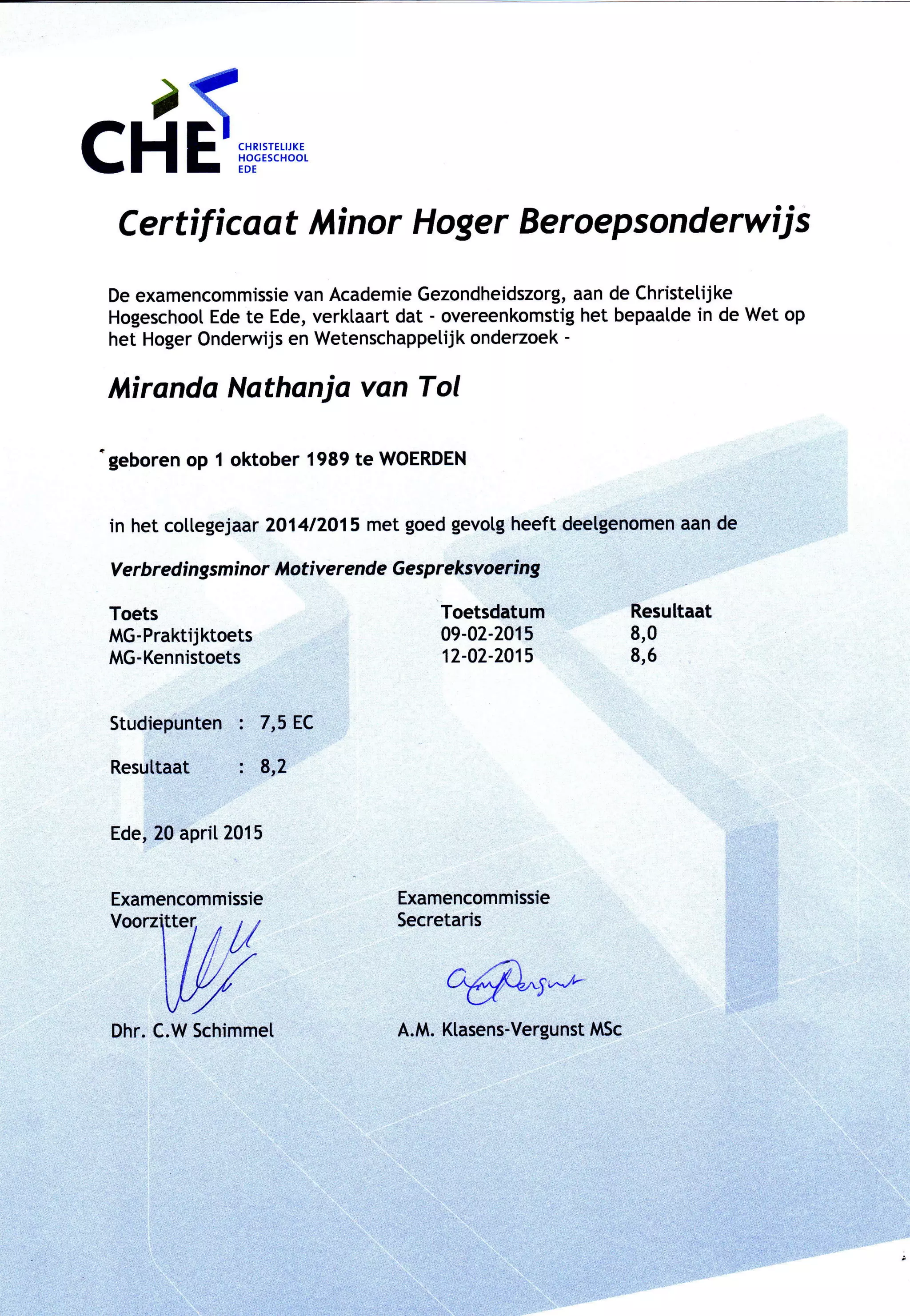 Certificaten Minor, Christelijke Hogeschool Ede | PDF | Educational ...