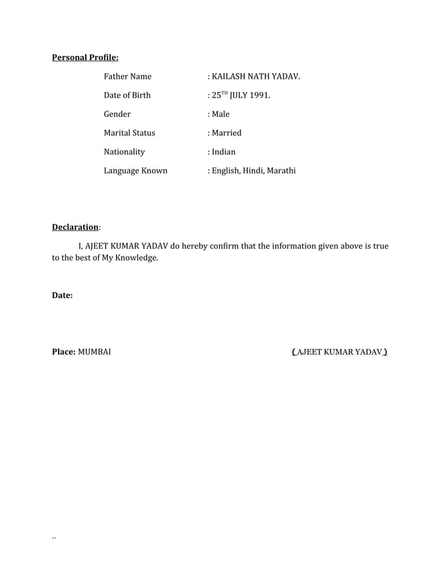 CURRICULUM_VITAE-_YADAV_AJEET | DOC