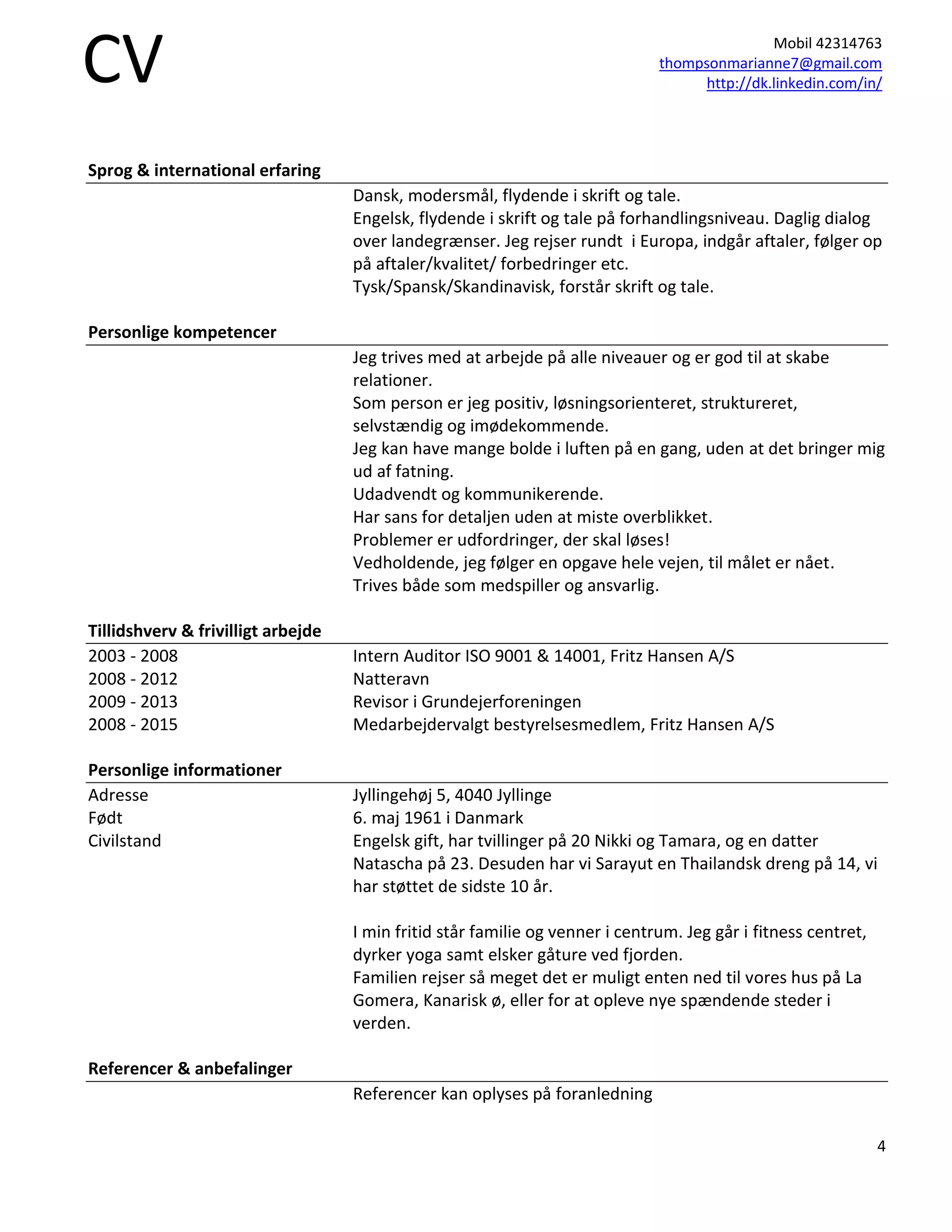 CV Marianne Thompson | PDF