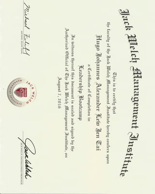 Jack Welch Certificate | PDF
