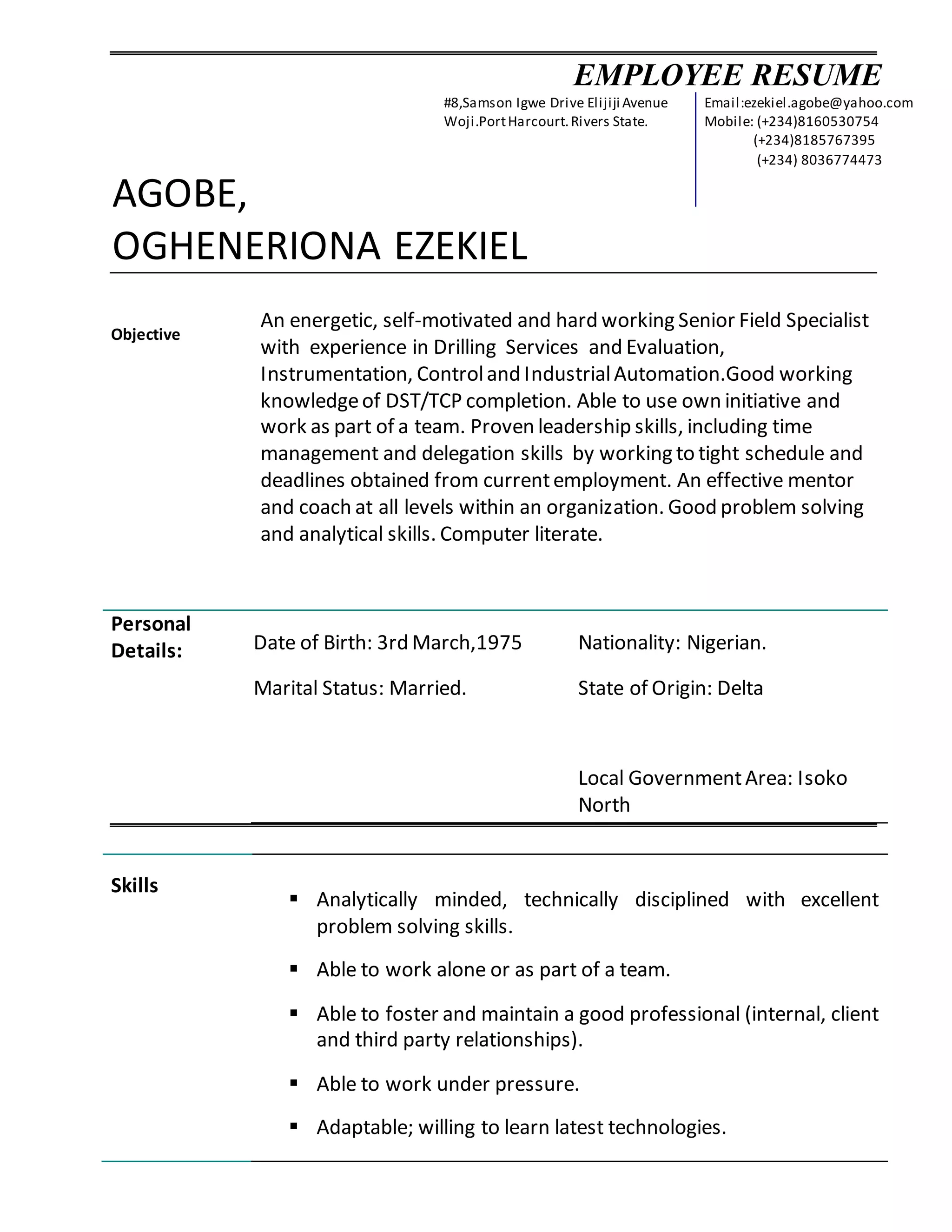 Ogheneriona Resume001 | DOCX
