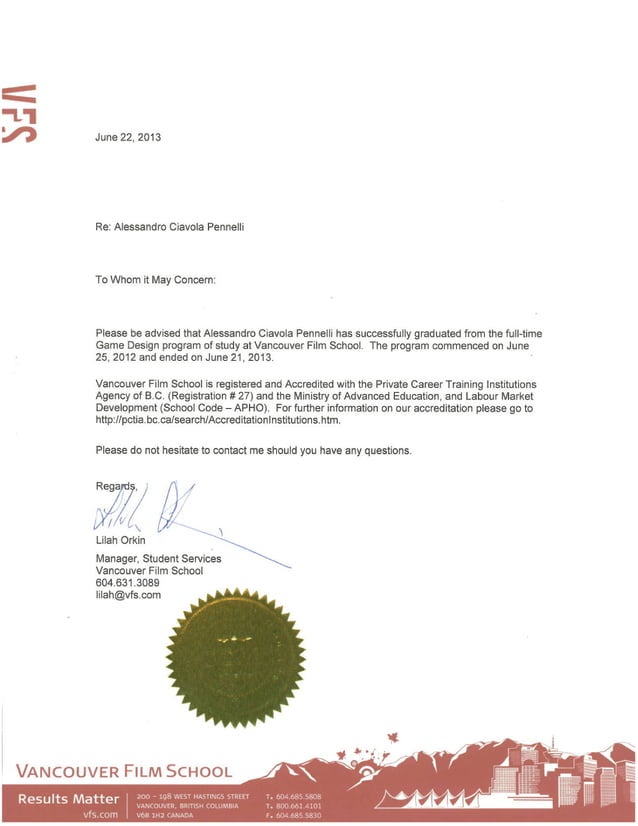 vfs graduation letter | PDF