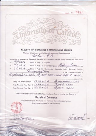 Bachelor of Commerce | PDF