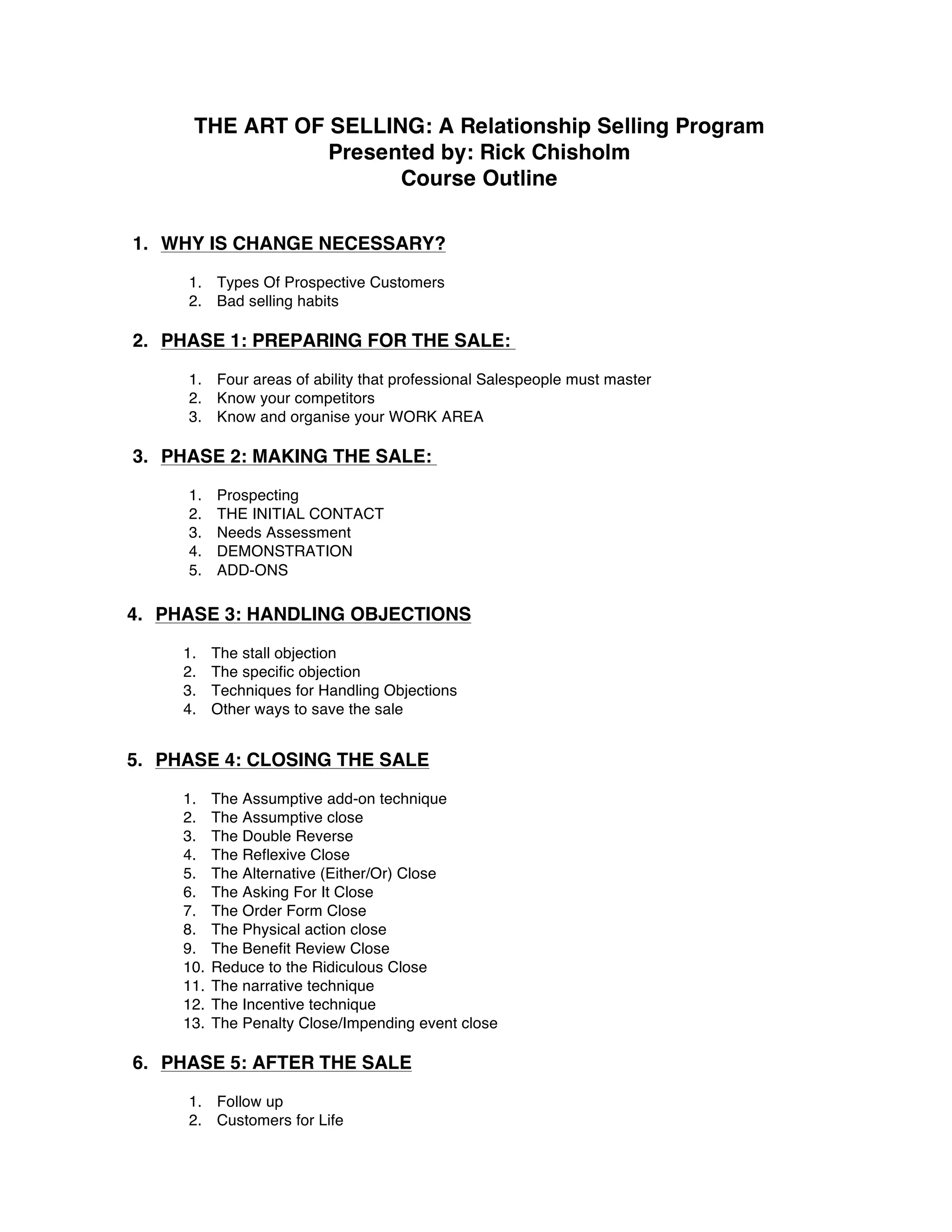 Sales course outline | PDF