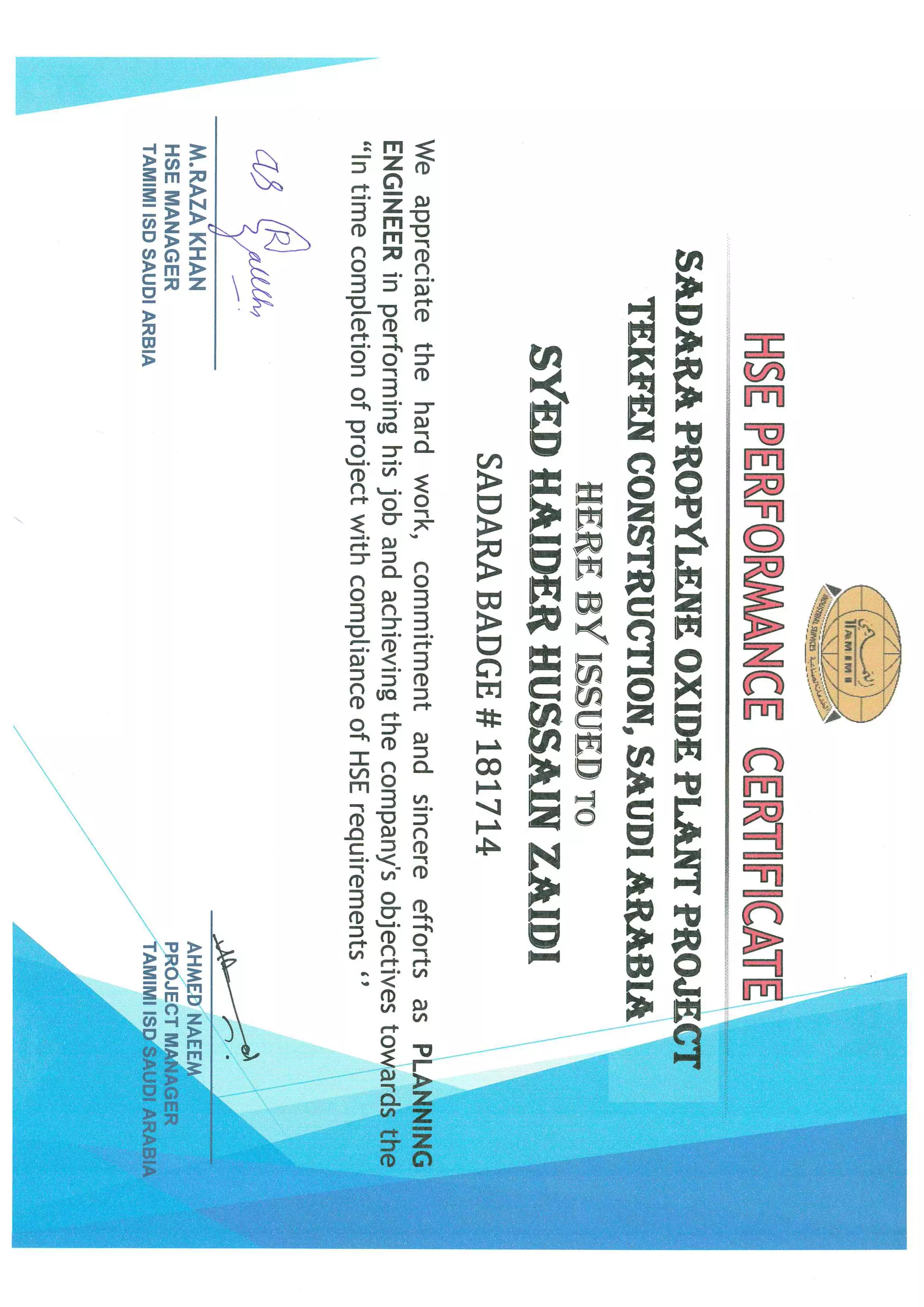 Tamimi HSE (PO Project) | PDF