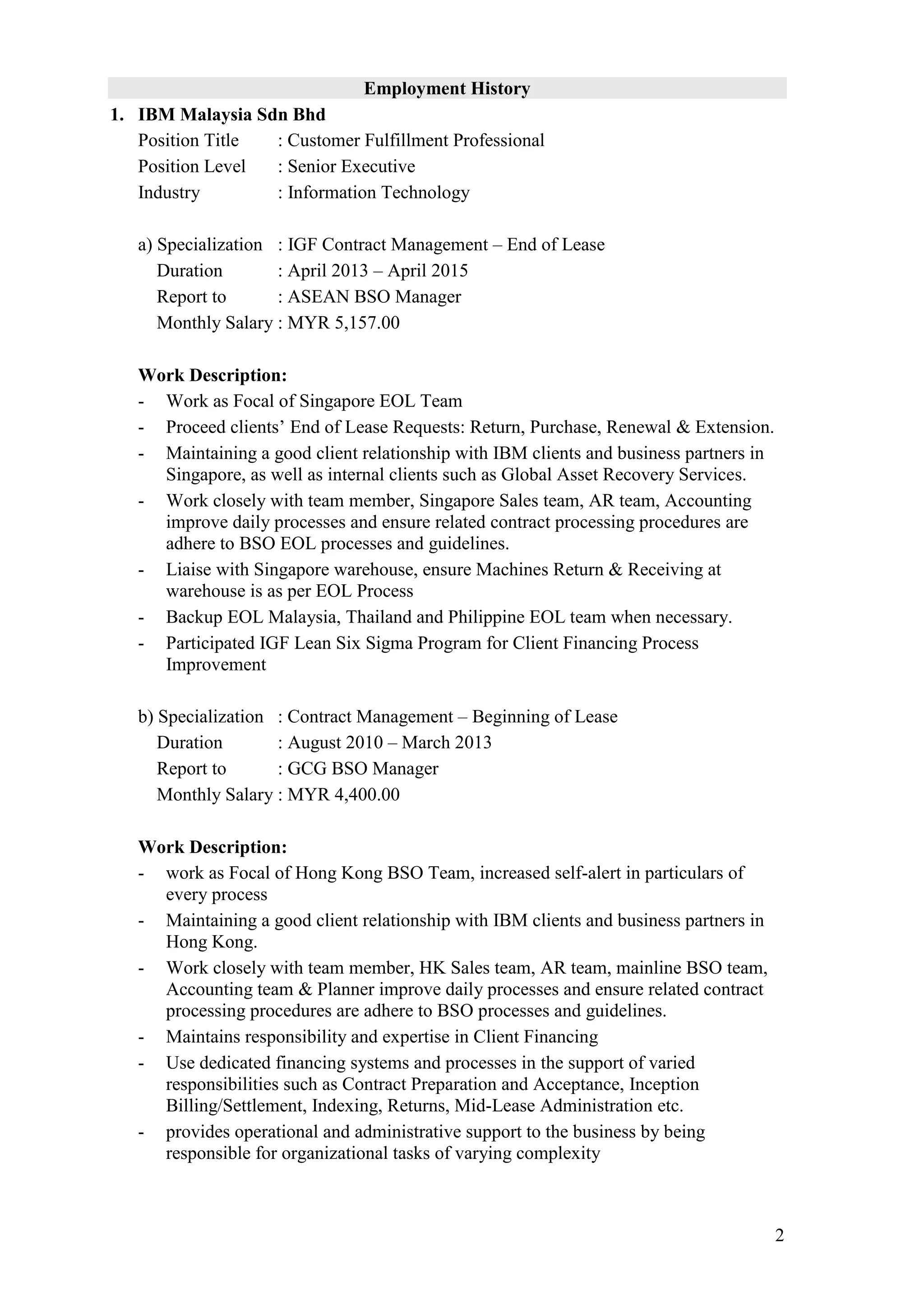 LeeHuiHui's resume (MY) | PDF