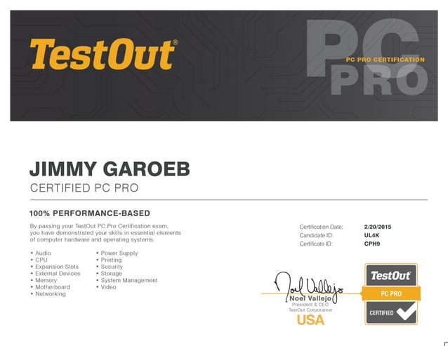 PC Pro Certificate | PDF