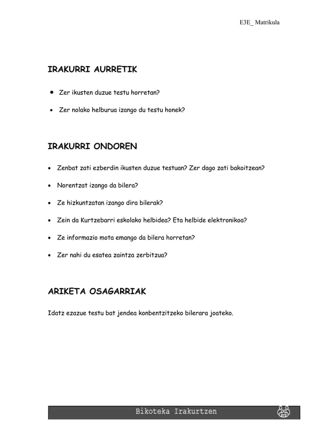 Ulermen testua E3E _ Matrikula dokumentoa | PPT