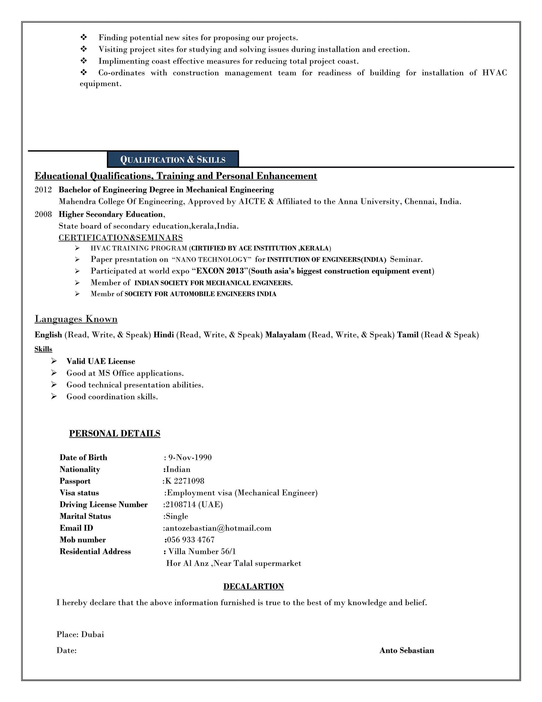 ANTO SEBASTIAN CG PROJECT CORDINATOR | PDF