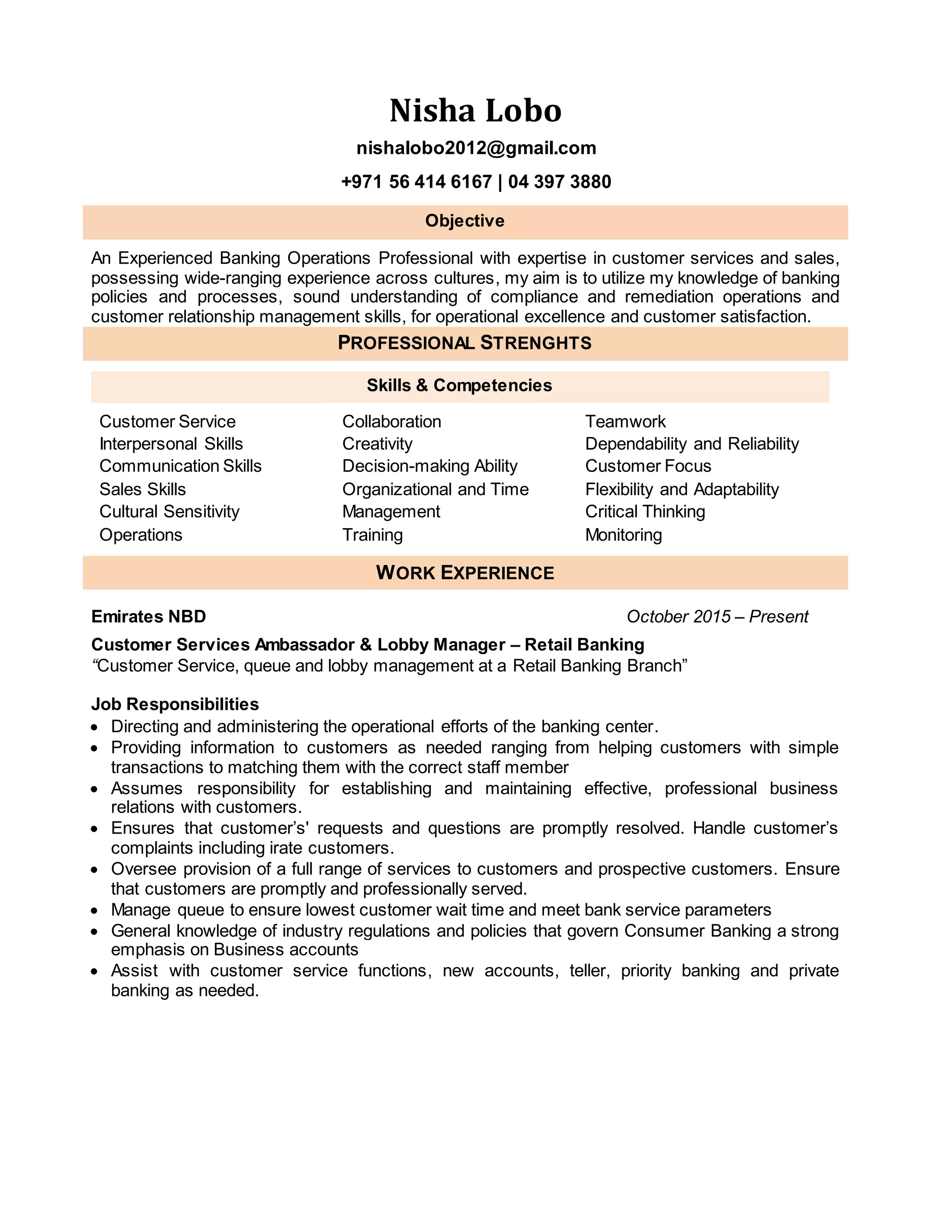 NISHA LOBO RESUME | PDF