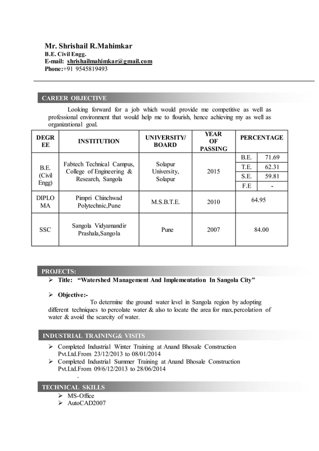 Shrishail_Resume. | DOCX | Hinduism | Religion & Spirituality