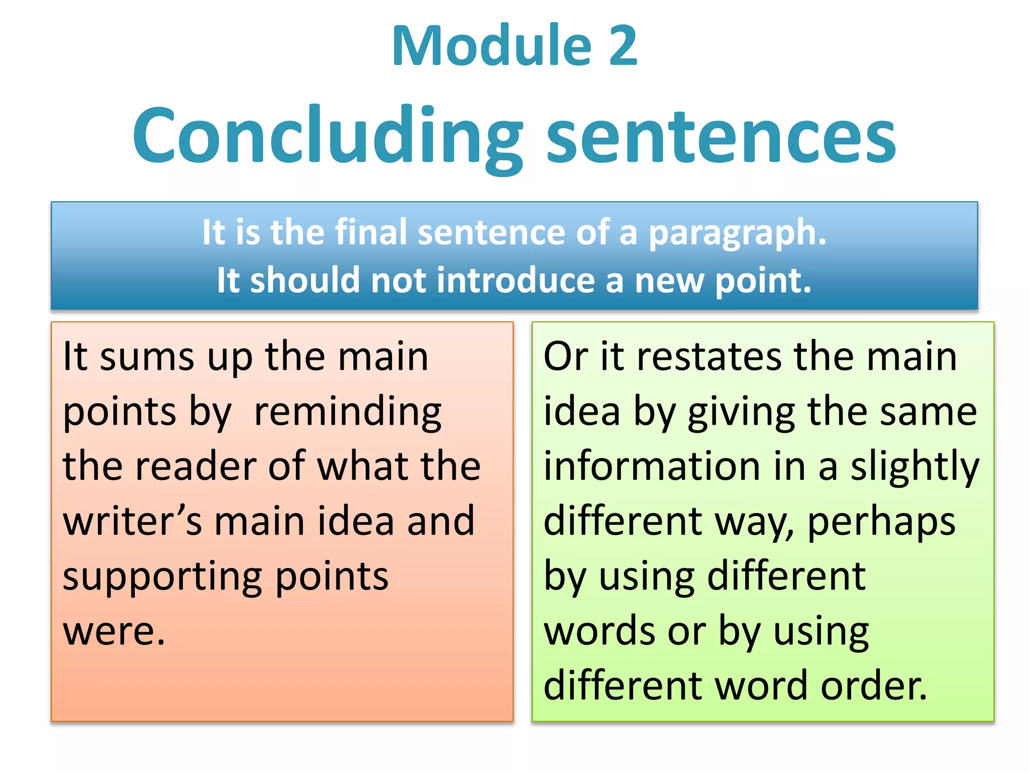 E3 m2.2 Concluding sentences | PPTX