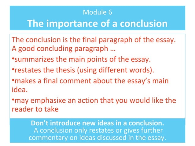 E3 m6.2. Concluding paragraphs for essays | PPT