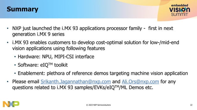 “Introducing the i.MX 93: Your “Go-to” Processor for Embedded Vision ...