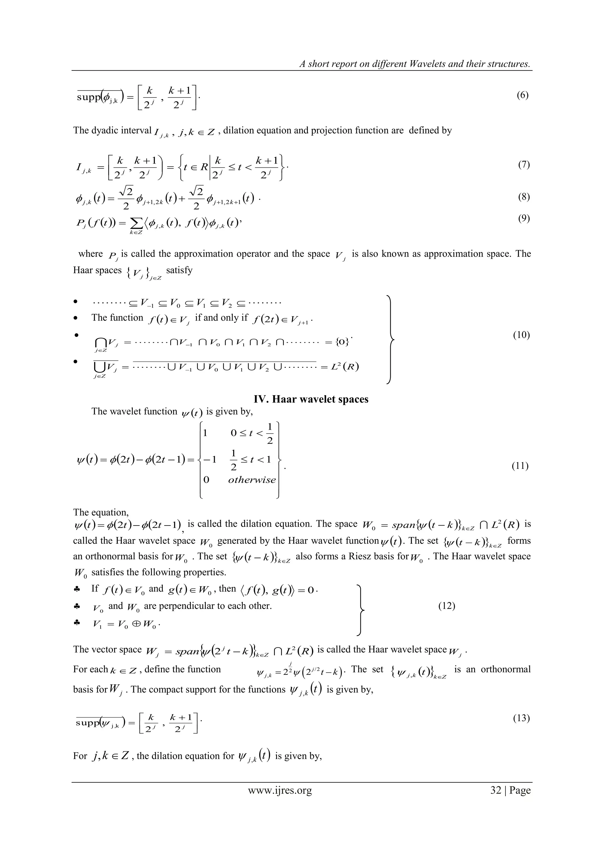 A Short Report on Different Wavelets and Their Structures | PDF