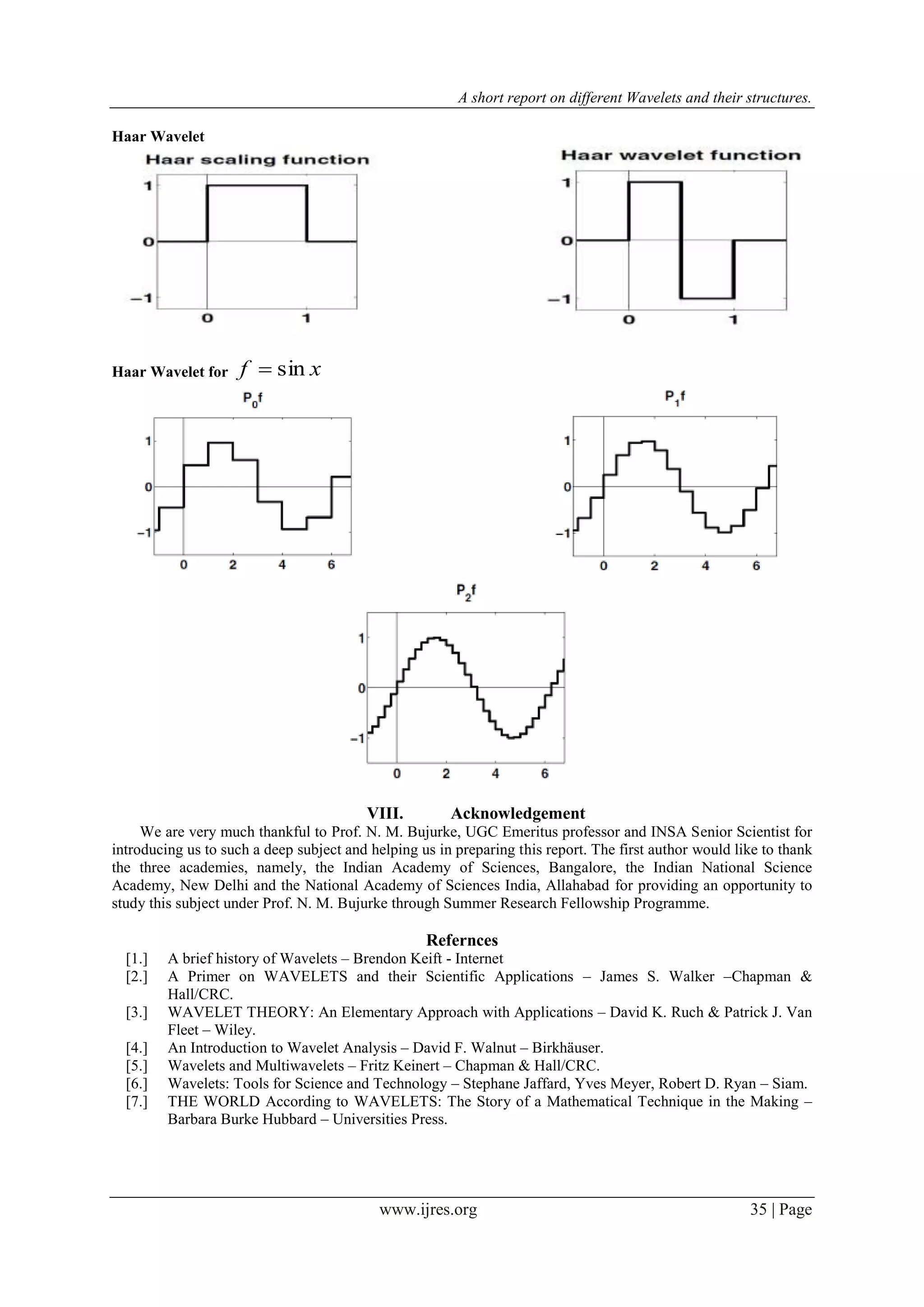 A Short Report on Different Wavelets and Their Structures | PDF
