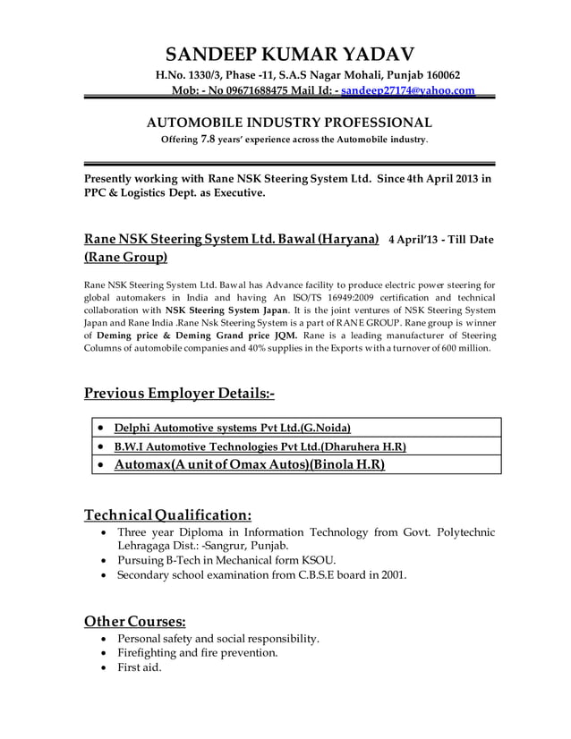 Sandeep kumar resume (1) | PDF